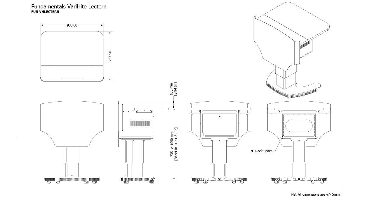 VariHite Lectern - TeamMate Standalone Height Adjustable Lectern